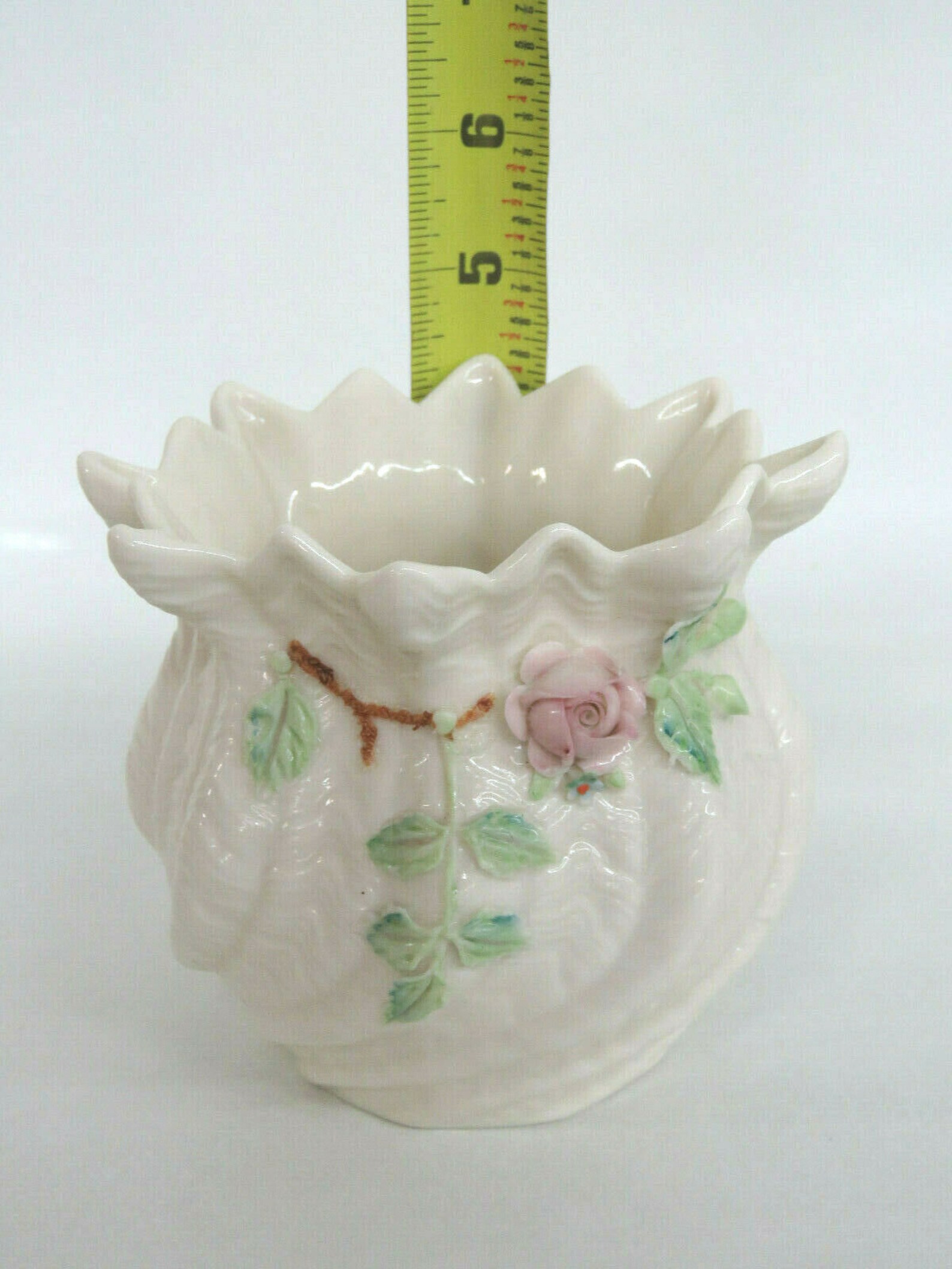 Belleek Ireland Porcelain Pink Rose Green Leaves Flower Vase - Etsy