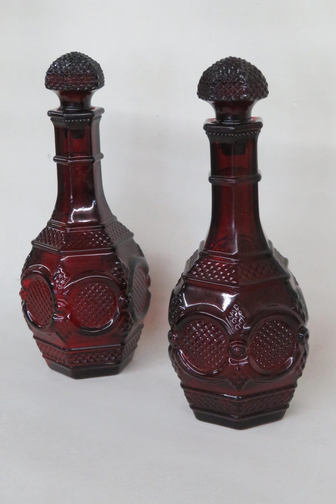 Avon Cape Cod Collection Ruby Red Glass Liquor Wine Decanter a Pair ...