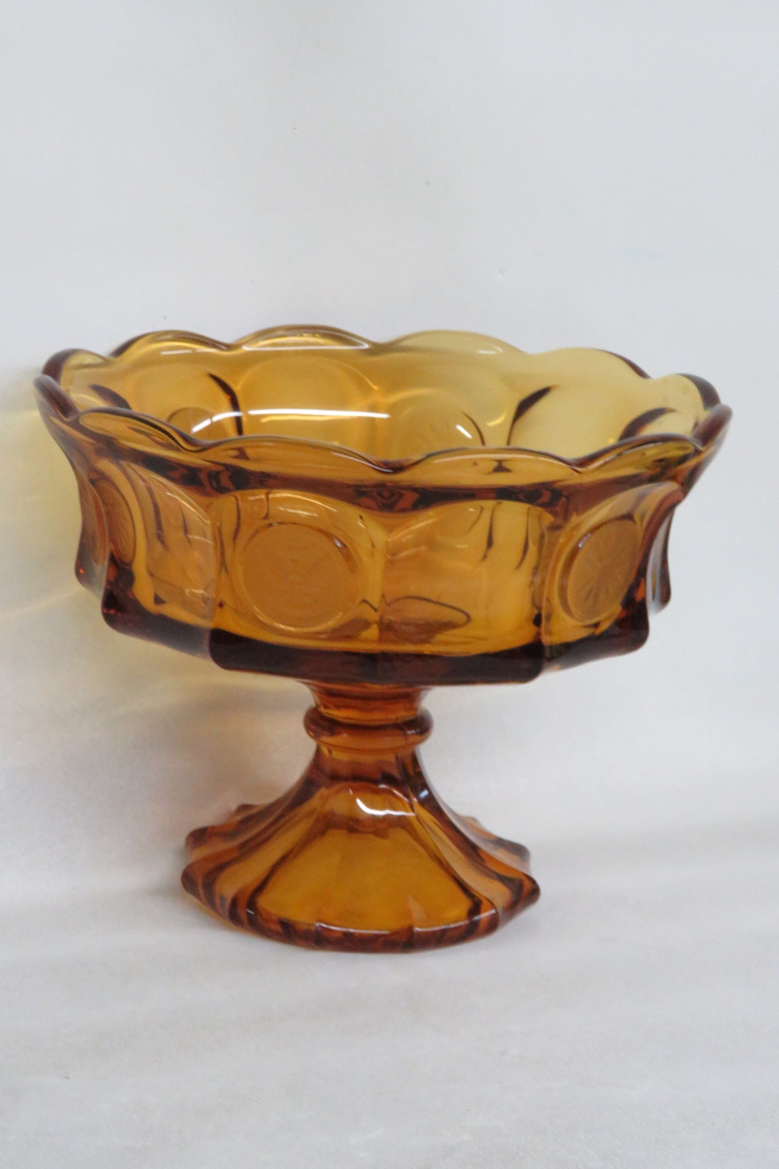 Fostoria Coin Glass Amber Color Large Footed Compote Fruit Bowl 3856B ...