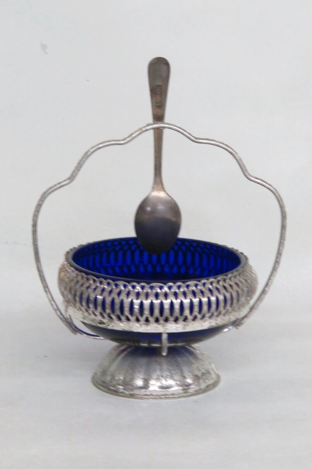 Mayell and Co Queen Anne Silver Plated Blue Jam Sugar Bowl Dish and ...