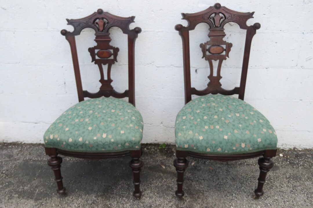 Victorian Late 1800s Carved Small Accent Side Chairs 6227 SHIPPING NOT ...