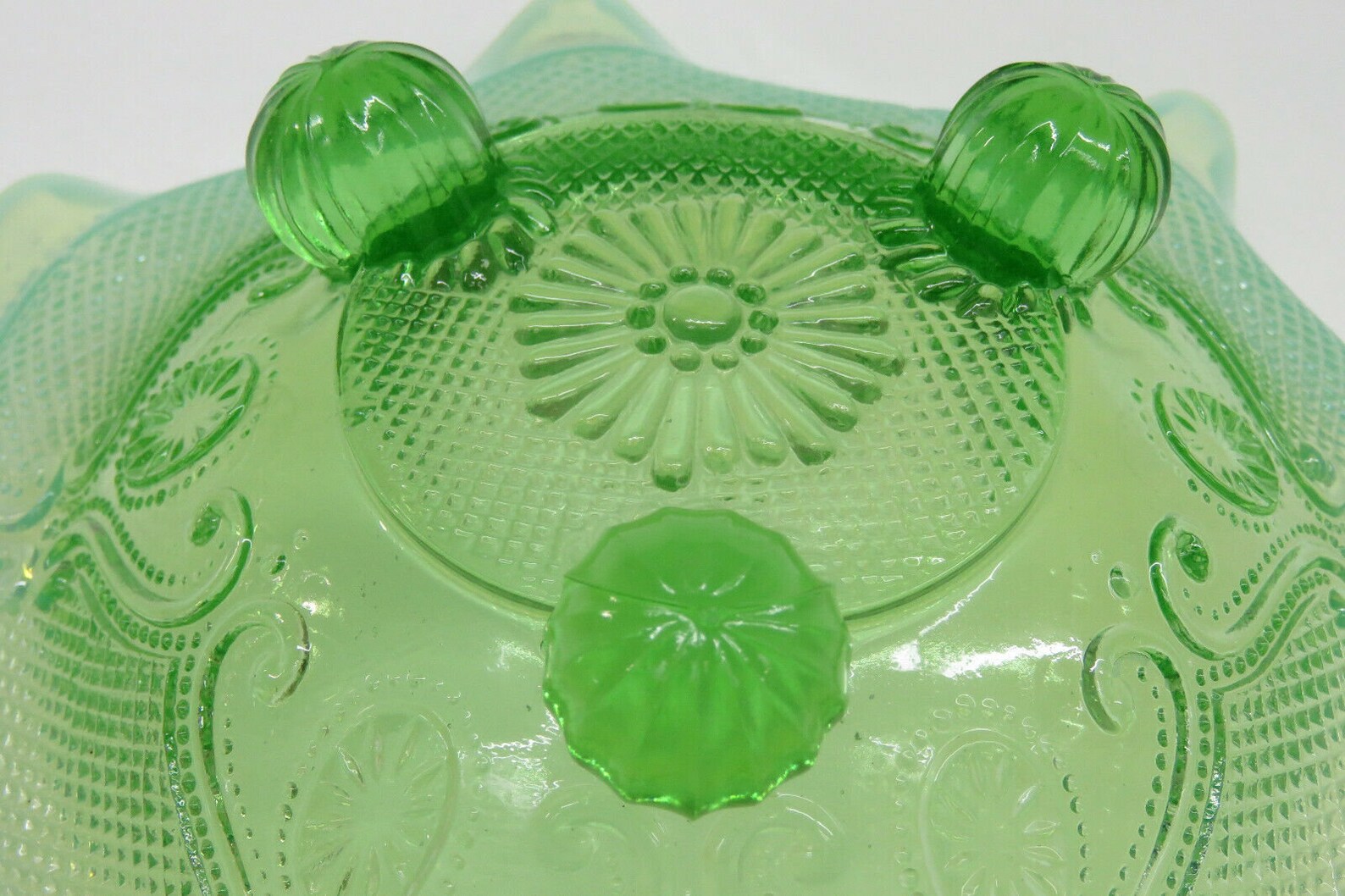 Northwood Lattice and Medallions Green Opalescent Glass Candy - Etsy