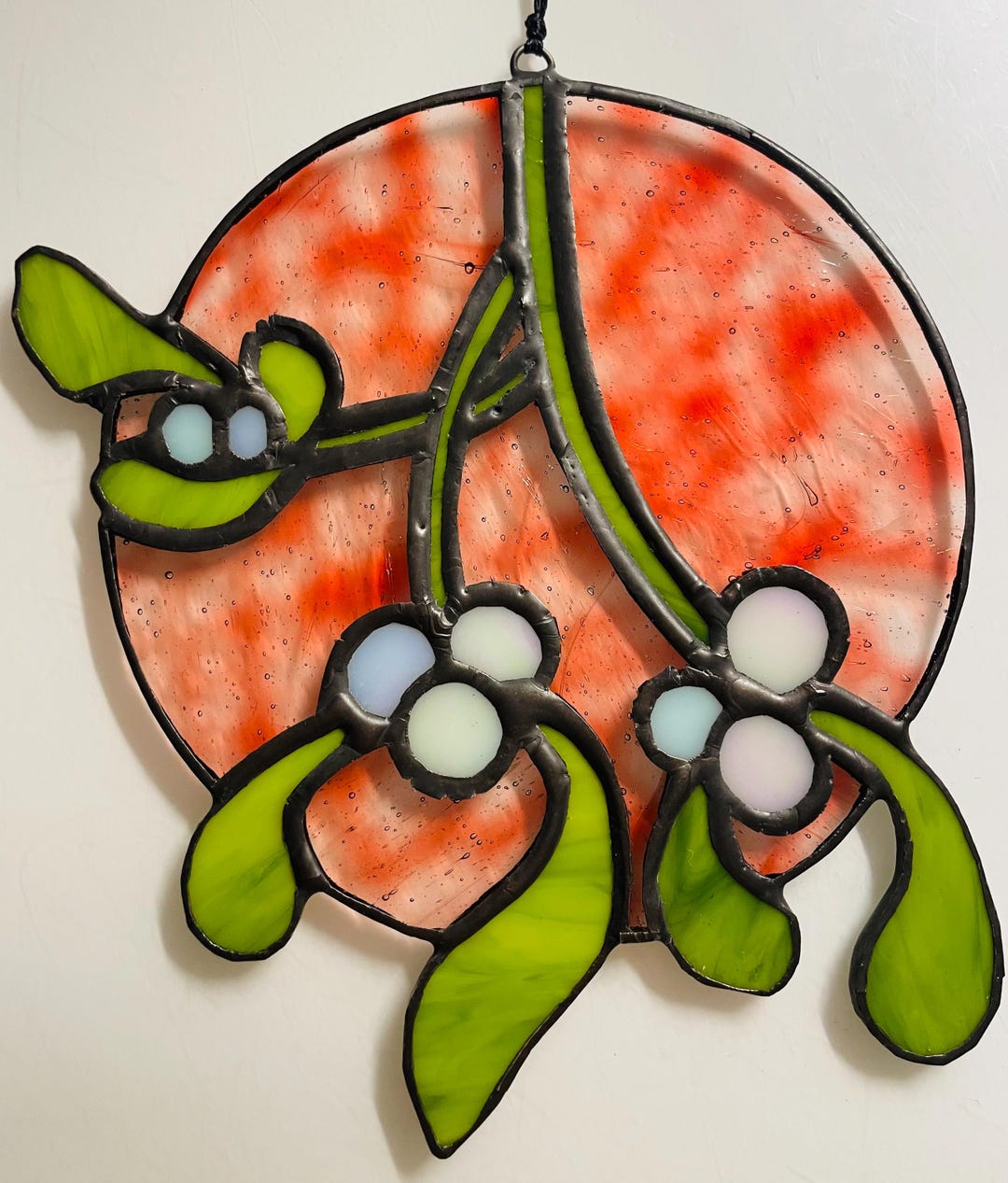 Stained Glass Mistletoe Christmas Decoration - Etsy