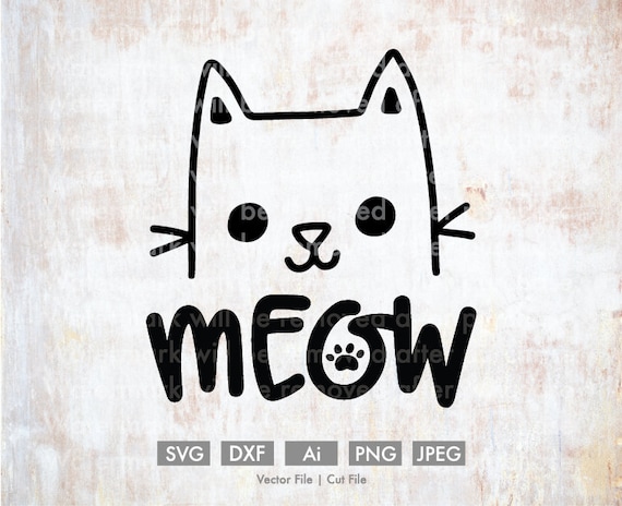 Meow Cricut Cut File Silhouette Cameo DXF SVG PNG Clip Art Stock Photo ...