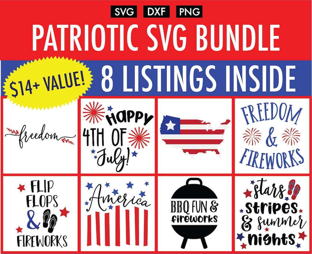 Patriotic SVG Bundle 8 Designs Cut File/vector Silhouette - Etsy