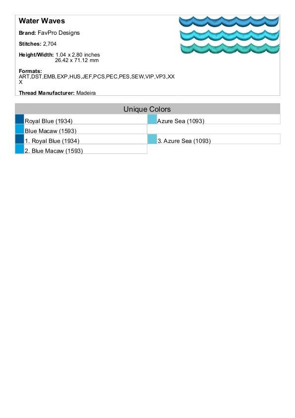 Water Waves Machine Embroidery Design | Etsy