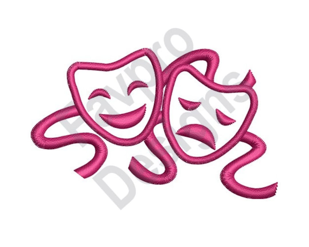 Comedy Tragedy Masks Outline - Machine Embroidery Design - Etsy