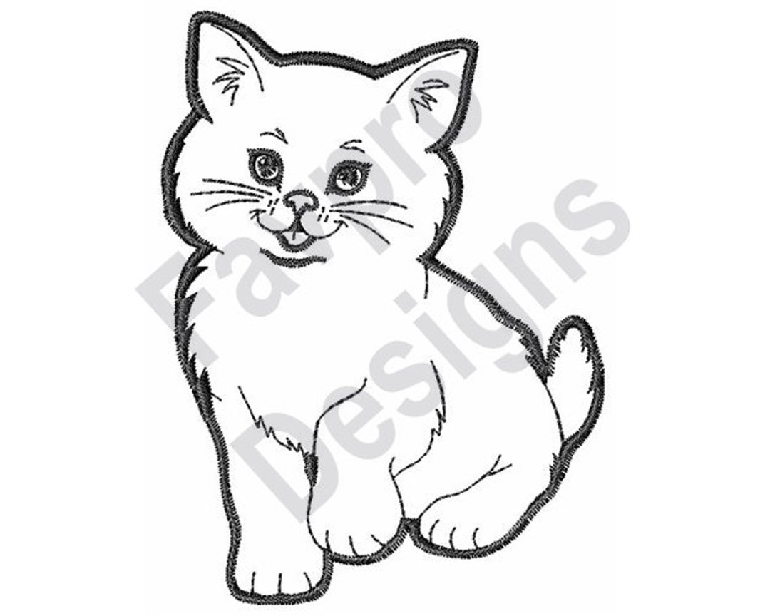 Kitten Outline - Machine Embroidery Design - Etsy