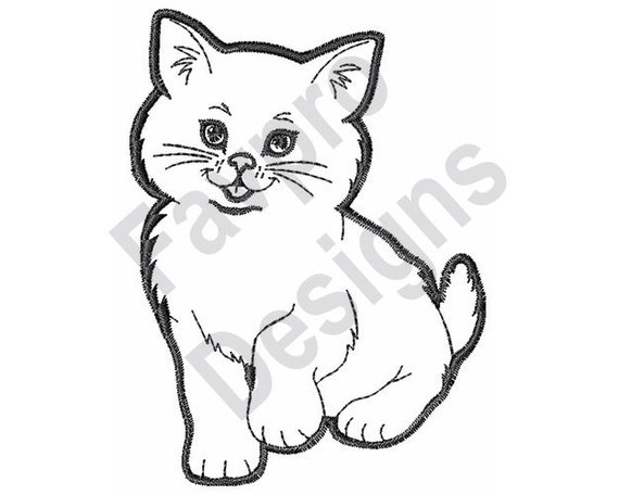 Kitten Outline Machine Embroidery Design | Etsy