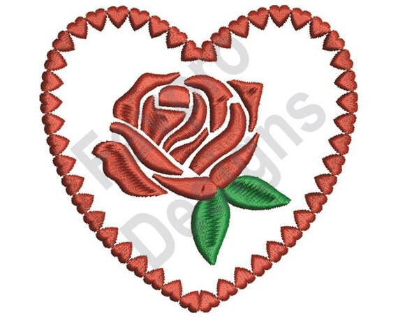 Rose Heart Machine Embroidery Design | Etsy