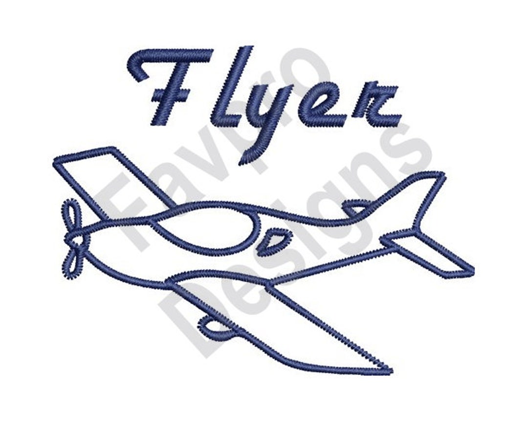Airplane Flyer Outline - Machine Embroidery Design - Etsy