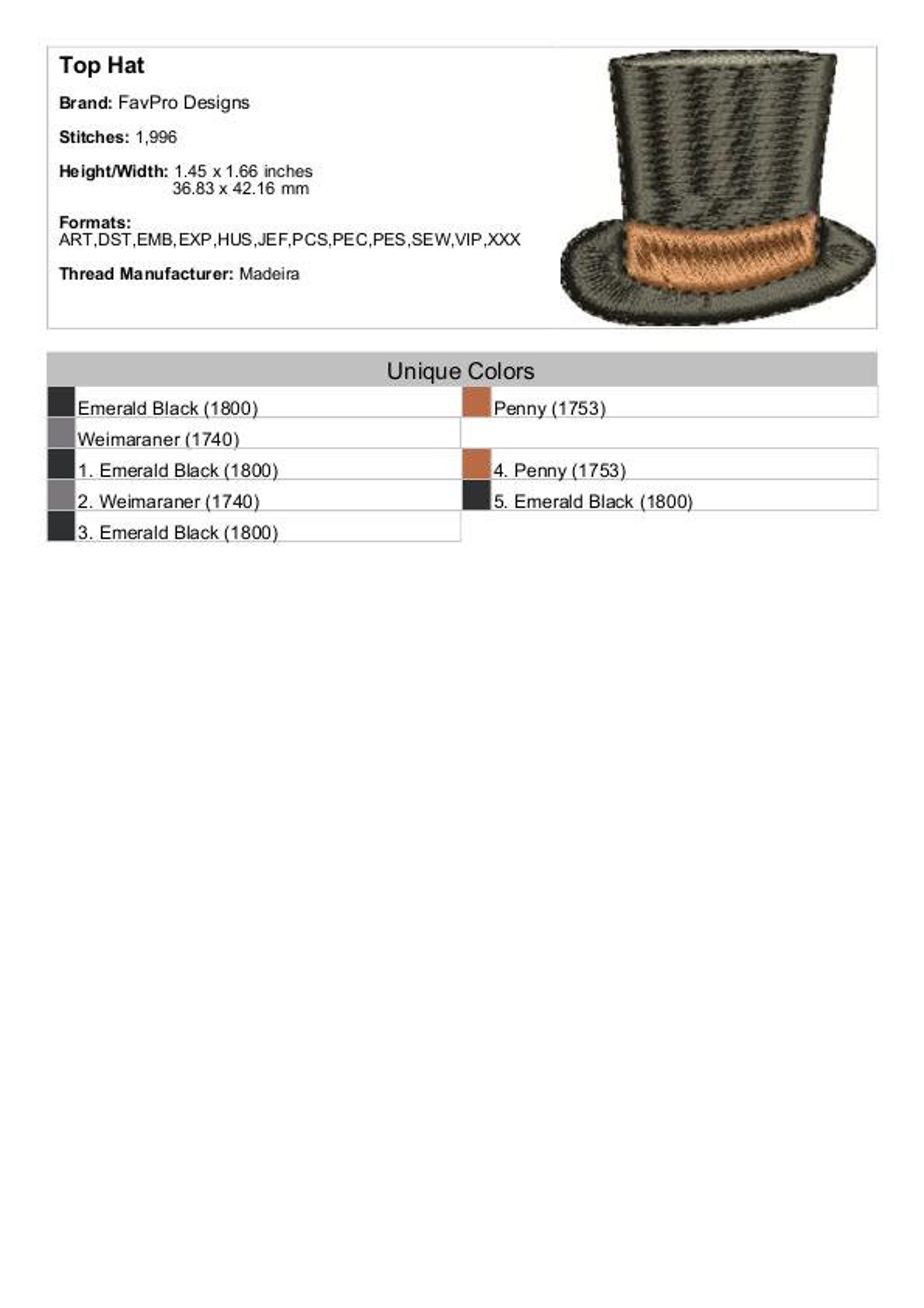 Top Hat - Machine Embroidery Design - Etsy