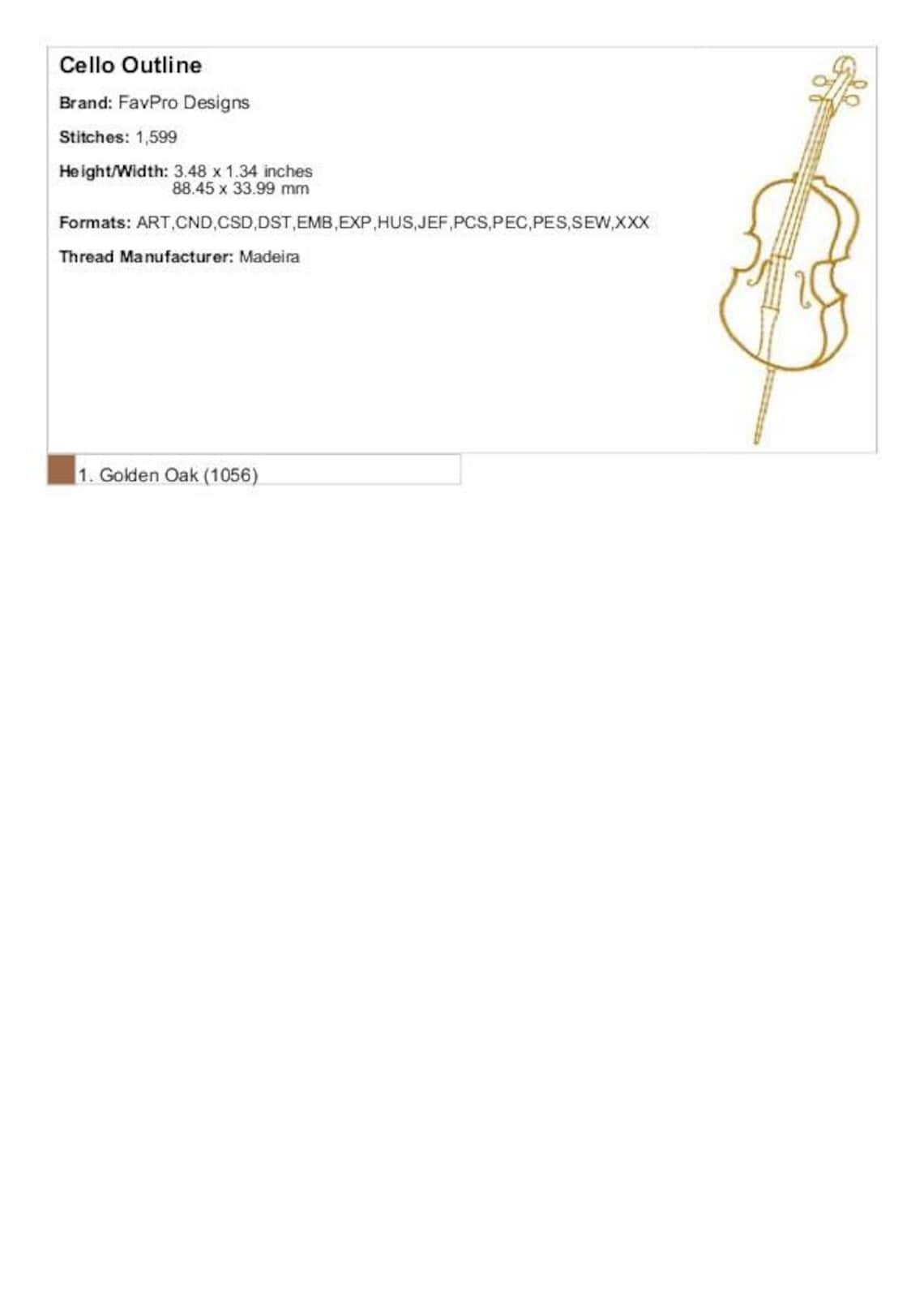 Cello Outline Machine Embroidery Design - Etsy