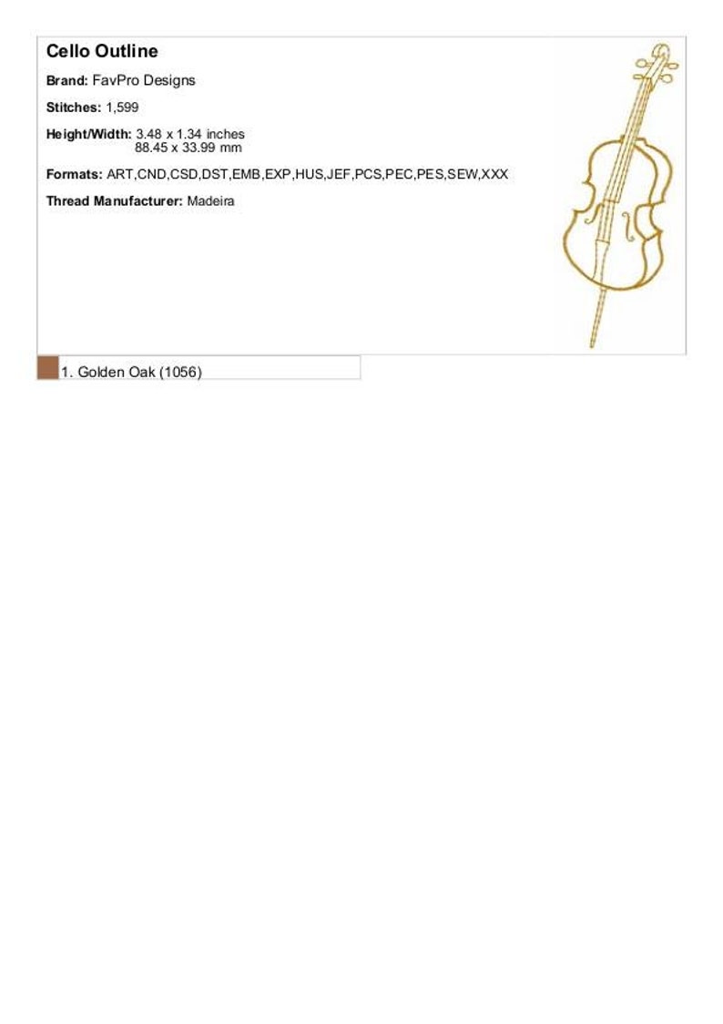 Cello Outline Machine Embroidery Design - Etsy