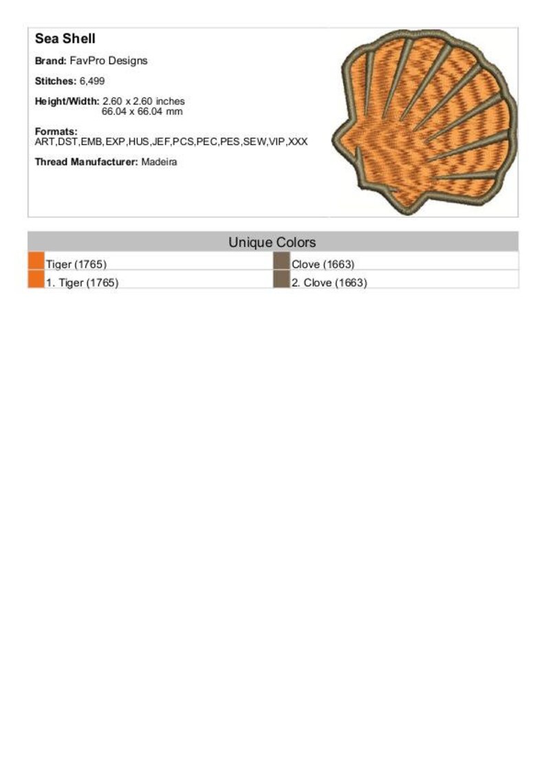 Sea Shell Machine Embroidery Design | Etsy
