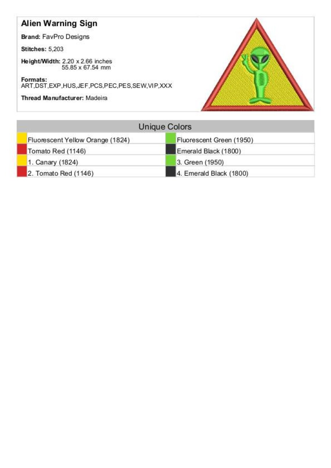 Alien Warning Sign - Machine Embroidery Design - Etsy