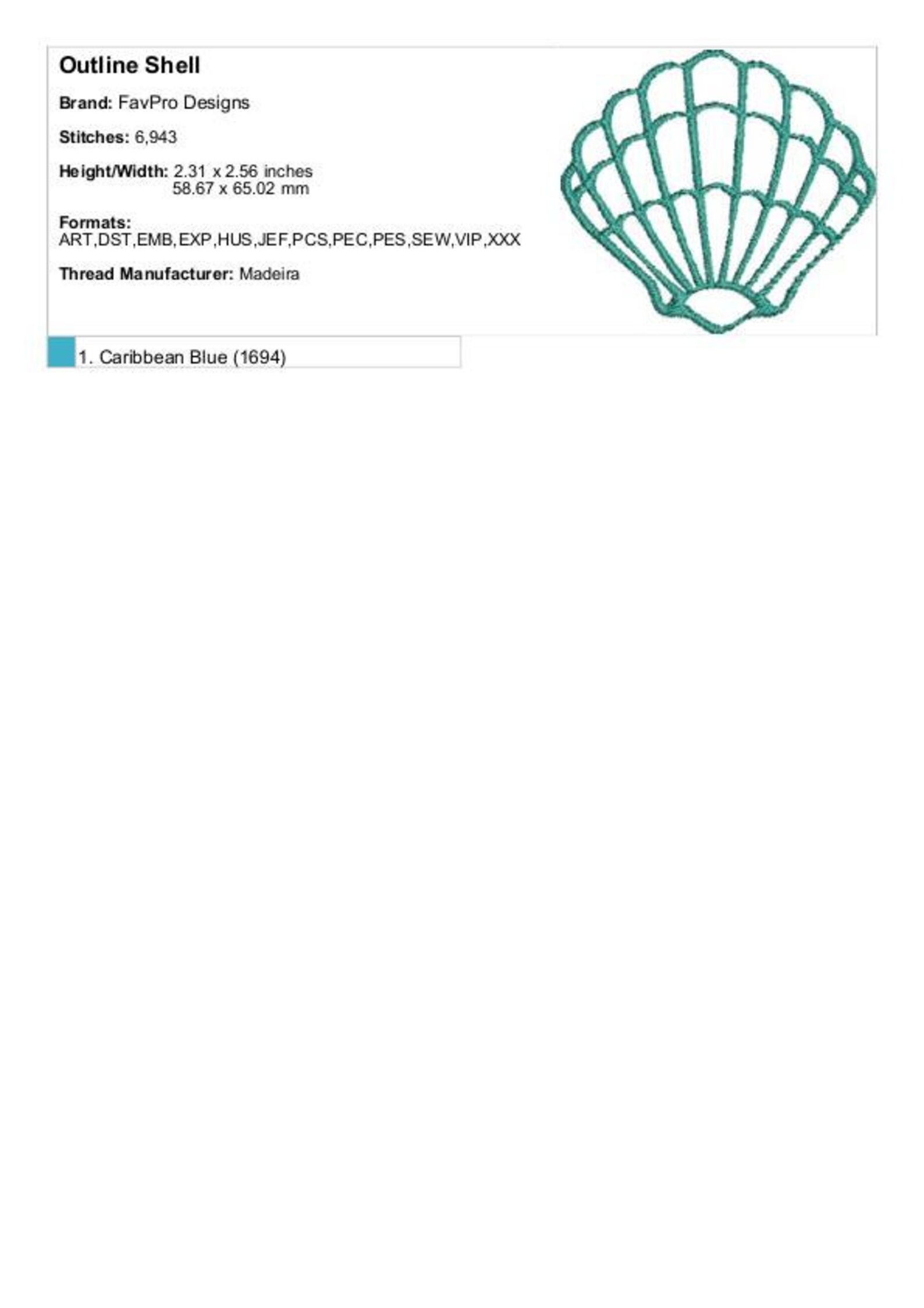 Sea Shell Outline Machine Embroidery Design | Etsy