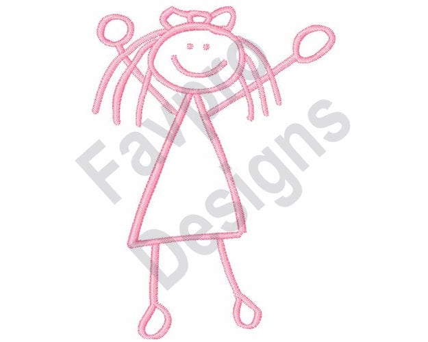 Stick Girl Machine Embroidery Design | Etsy