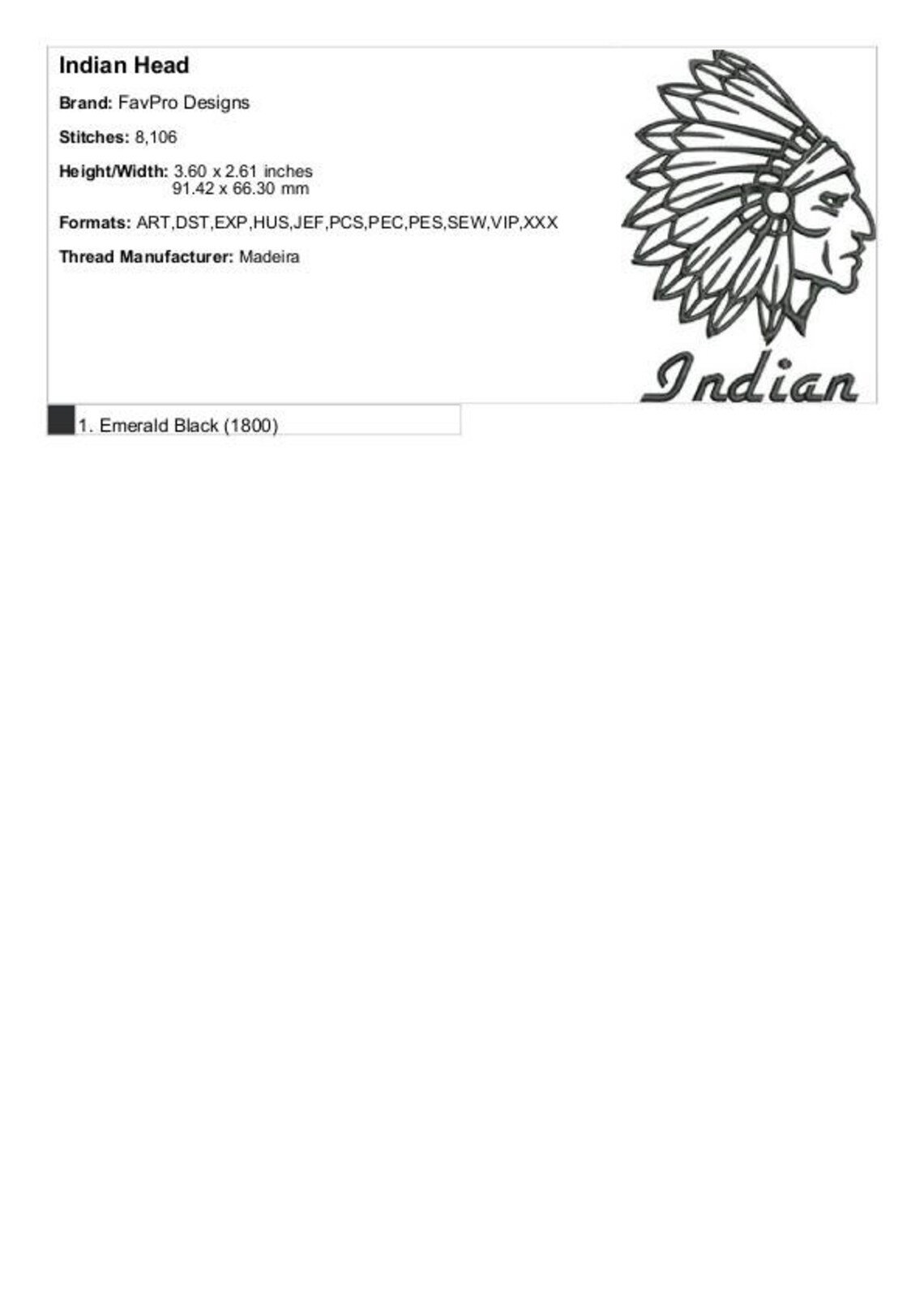 Indian Head - Machine Embroidery Design - Etsy