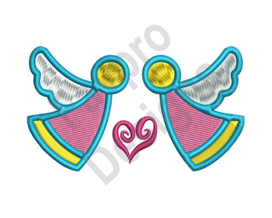 Two Angels Machine Embroidery Design - Etsy