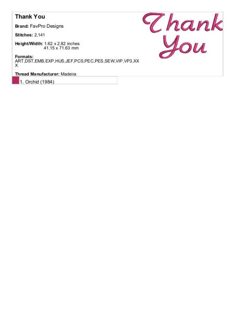 Thank You Machine Embroidery Design | Etsy