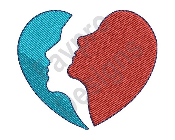 Heart Profile Machine Embroidery Design - Etsy