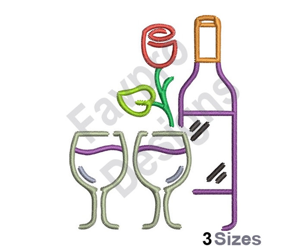 Wine and Rose - Machine Embroidery Design - Etsy