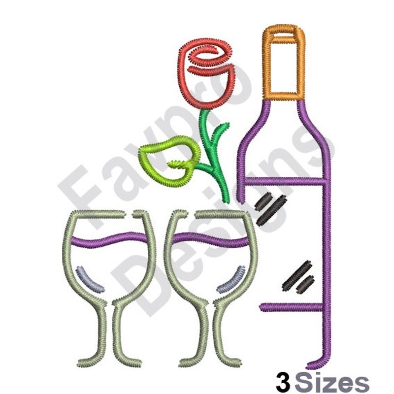 Rose Wine Embroidery Design - Etsy