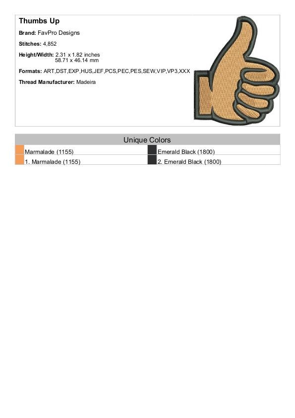 Thumbs up Machine Embroidery Design - Etsy