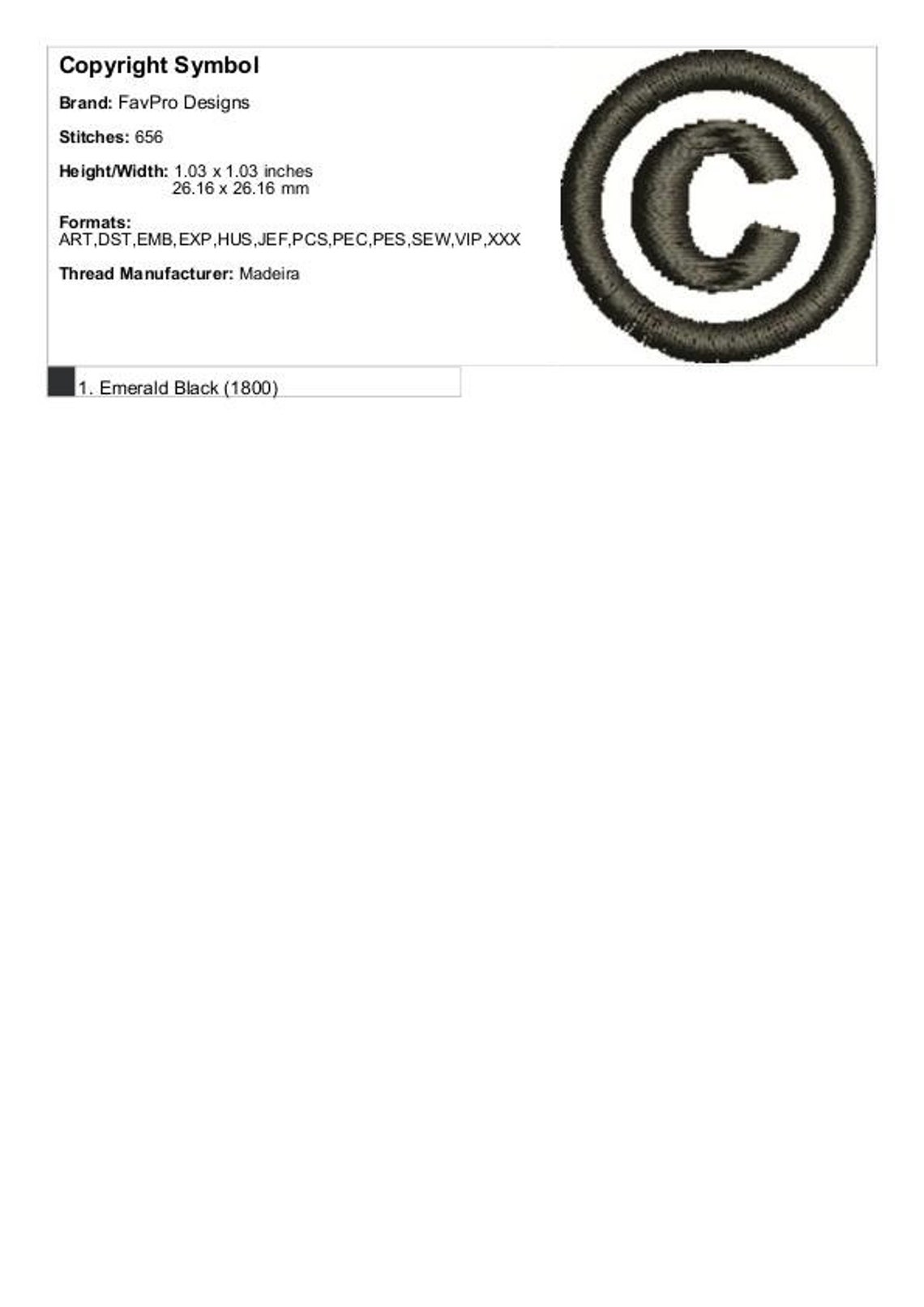 Copyright Symbol Machine Embroidery Design | Etsy