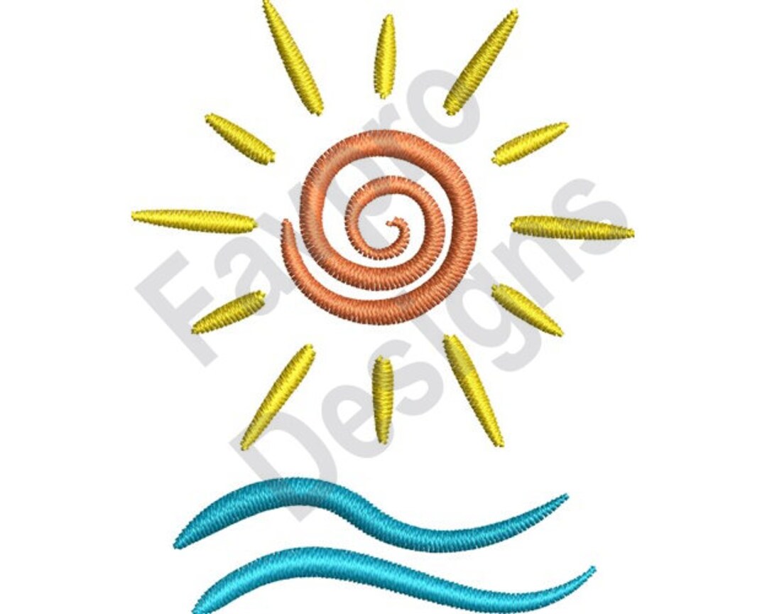 Sun on Ocean - Machine Embroidery Design - Etsy