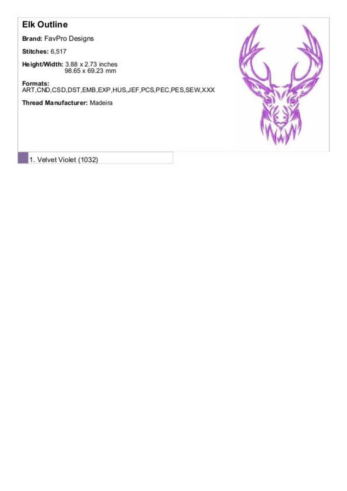 Elk Outline Machine Embroidery Design - Etsy