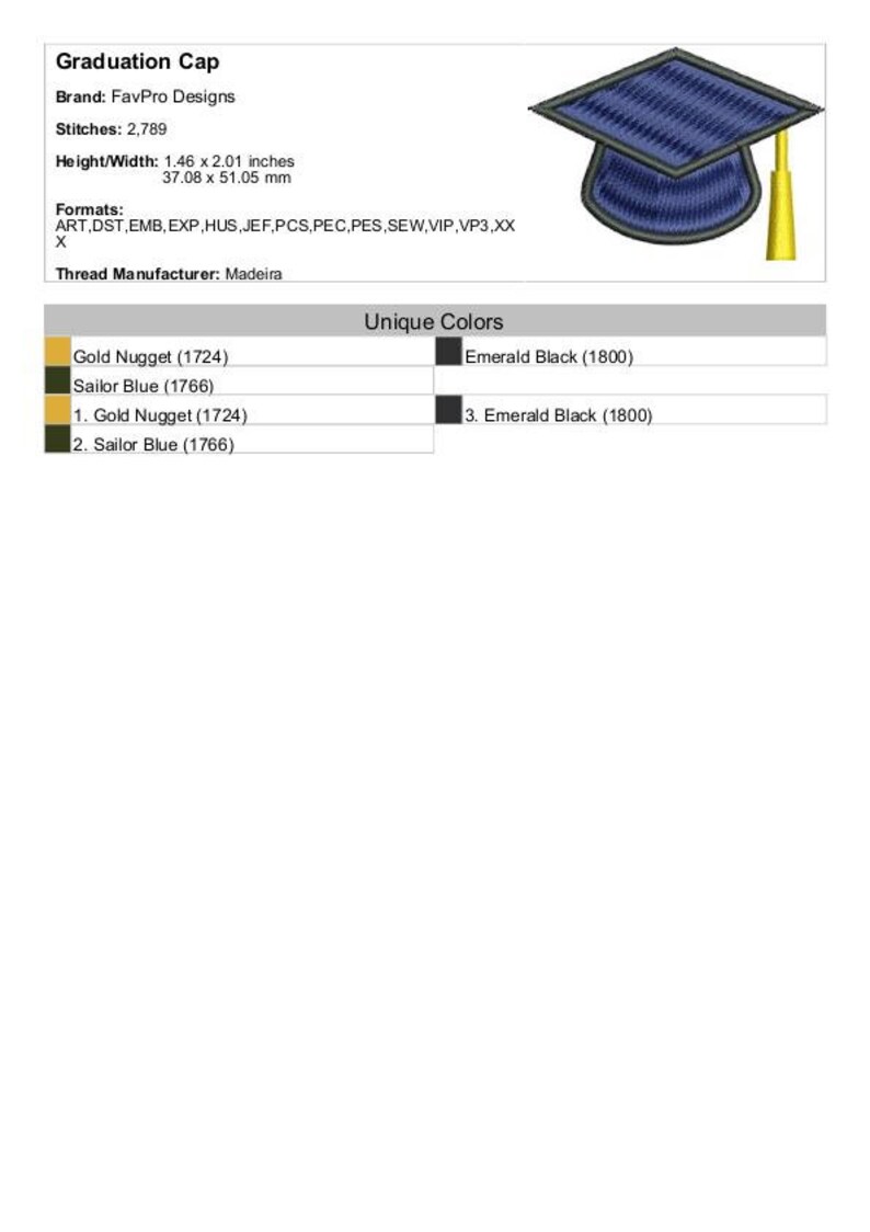 Graduation Cap Machine Embroidery Design | Etsy