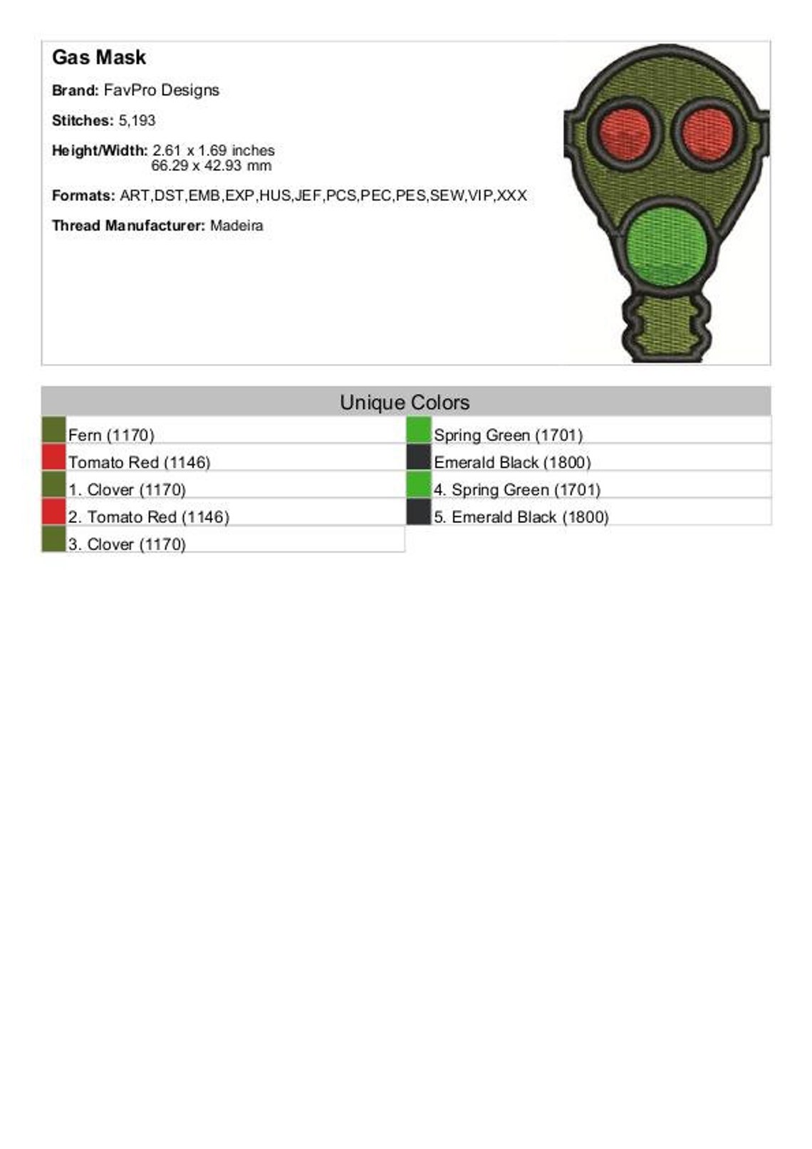 Gas Mask Machine Embroidery Design - Etsy