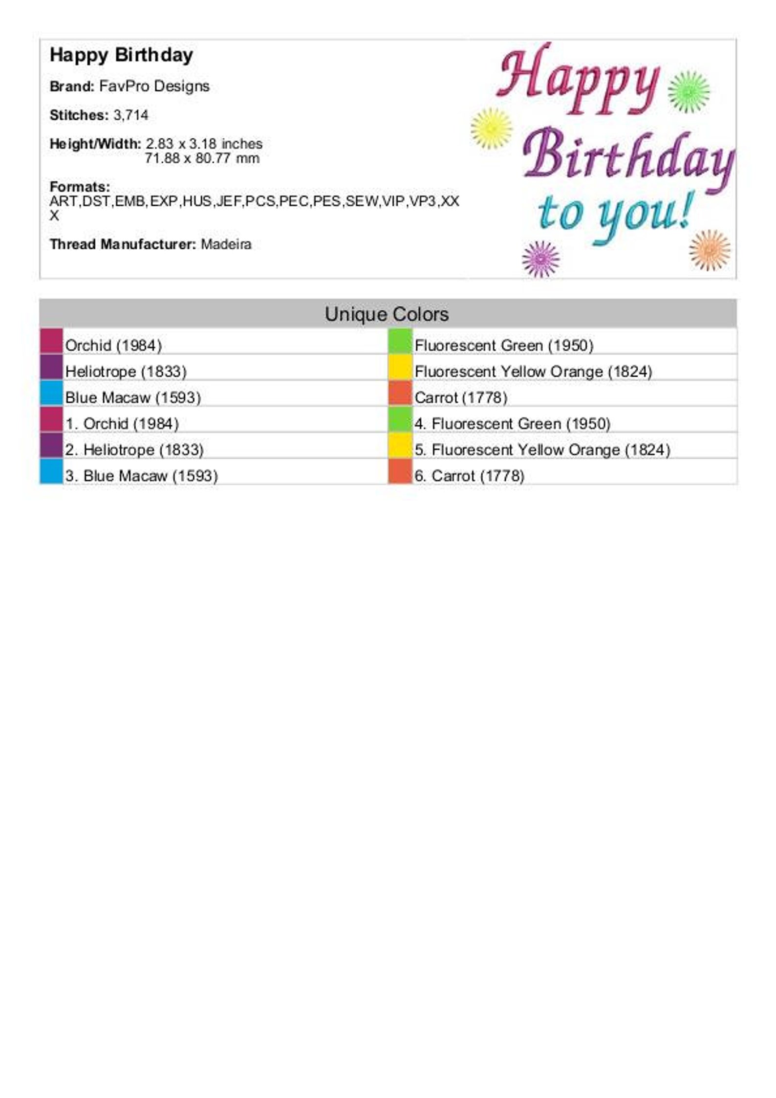 Happy Birthday Machine Embroidery Design | Etsy