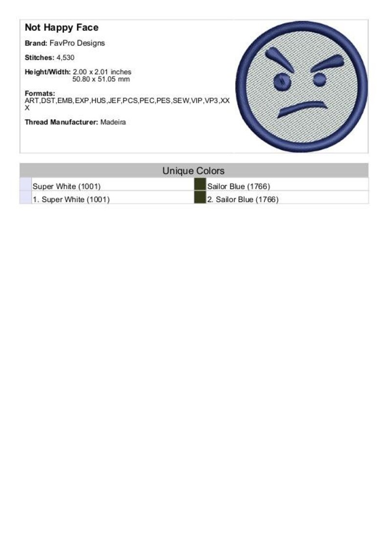 Not Happy Face Machine Embroidery Design | Etsy