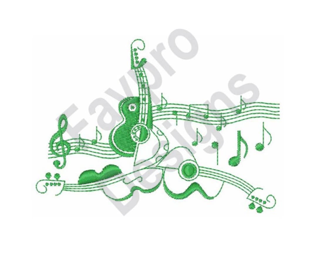 Guitar & Music - Machine Embroidery Design - Etsy
