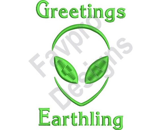 Greetings Earthling Machine Embroidery Design | Etsy