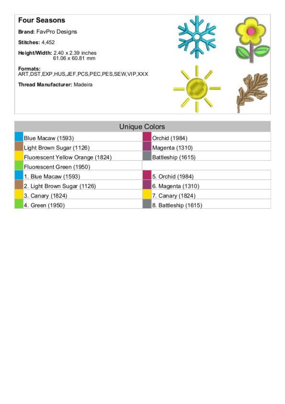 Four Seasons Machine Embroidery Design - Etsy