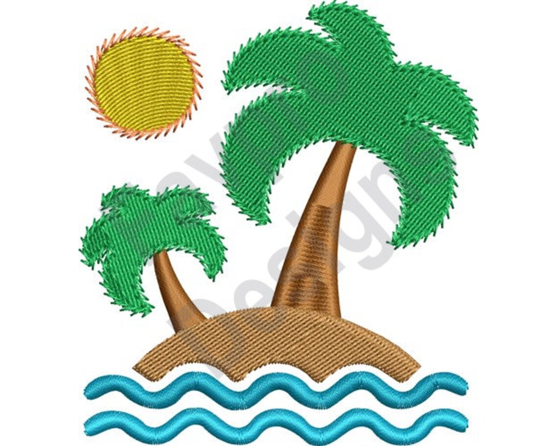 Island Scene Machine Embroidery Design - Etsy