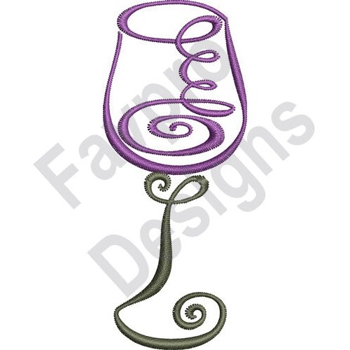 Stylized Wine Glass Machine Embroidery Design | Etsy