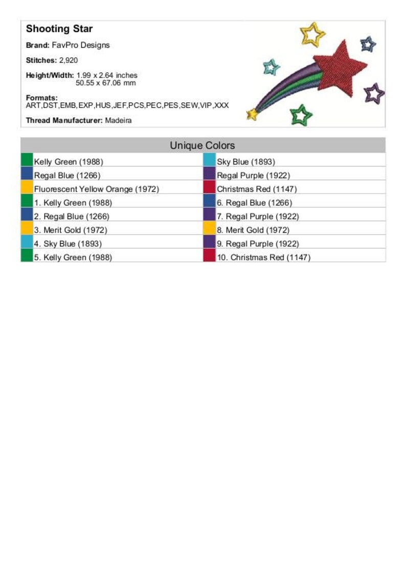 Shooting Star Machine Embroidery Design - Etsy