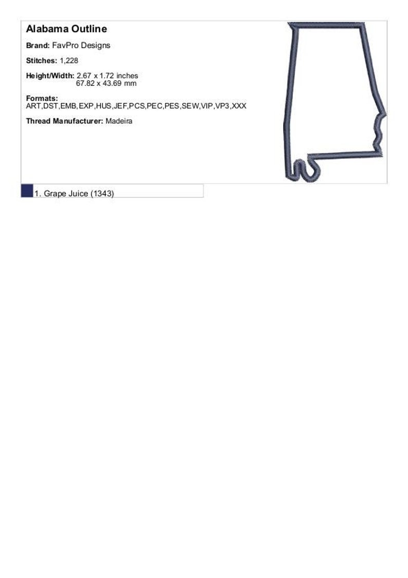 Alabama Outline Machine Embroidery Design | Etsy