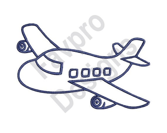Jet Plane Outline Machine Embroidery Design | Etsy