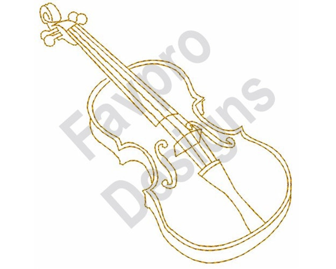 Violin Outline Machine Embroidery Design - Etsy
