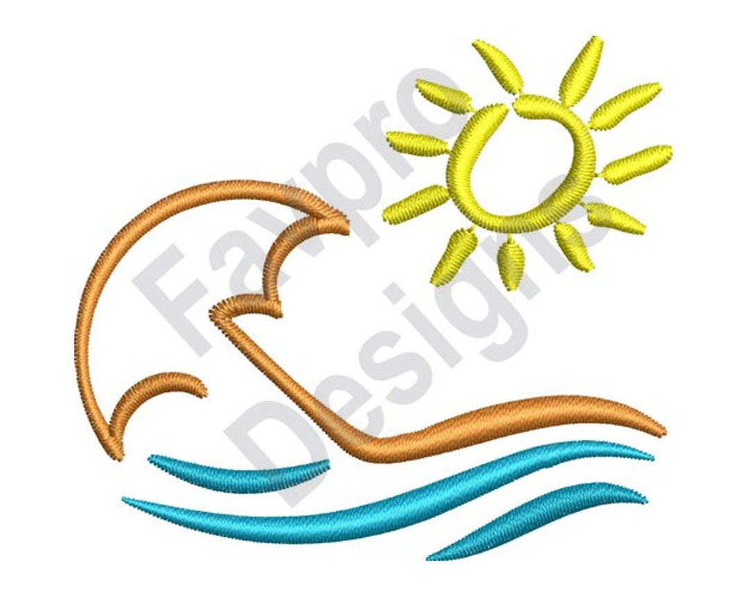 Beach Umbrella Sun - Machine Embroidery Design - Etsy