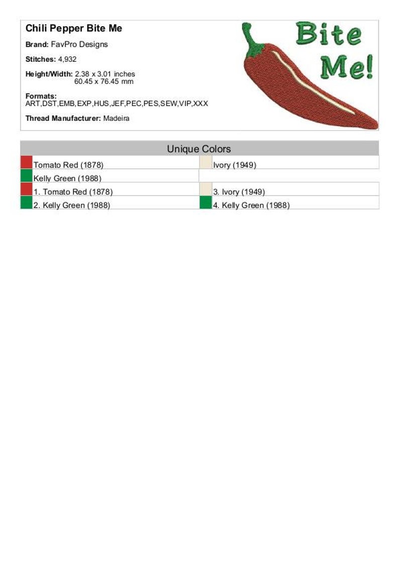 Chili Pepper Bite Me Machine Embroidery Design | Etsy