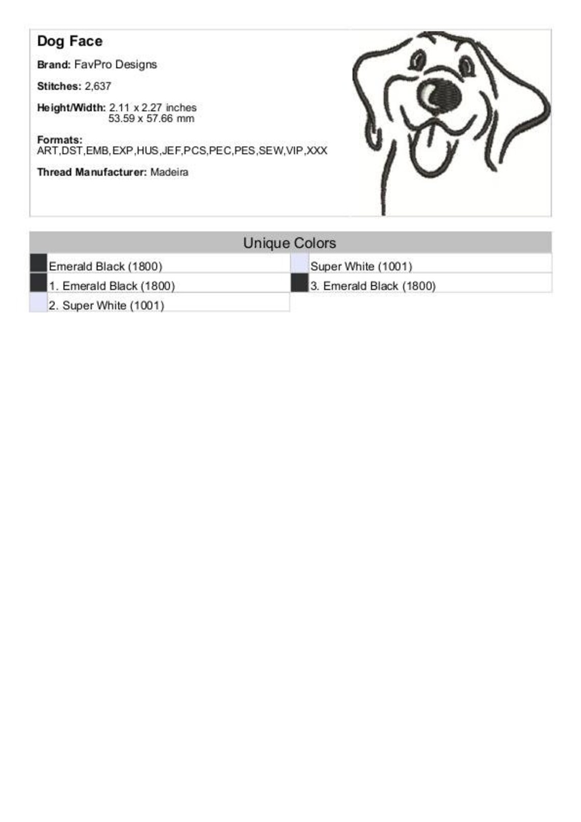 Dog Face Machine Embroidery Design | Etsy
