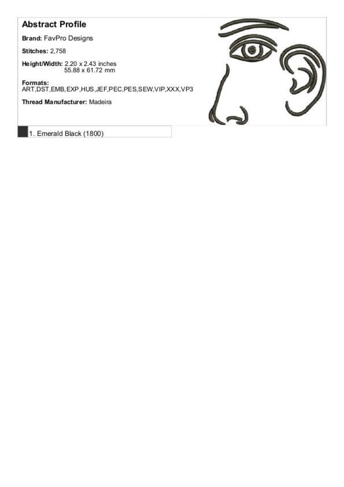 Abstract Profile Machine Embroidery Design - Etsy