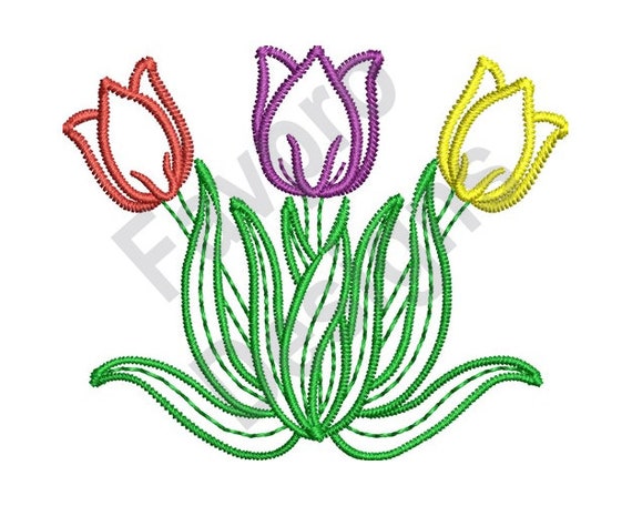 Tulips Machine Embroidery Design | Etsy